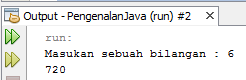 Program Java mencetak deret bilangan factorial menggunakan for ...