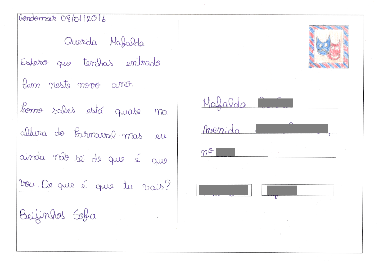 Aventuras de Palmo e Meio: Escrita de um postal - 4º ano