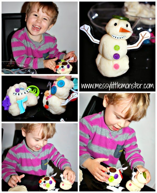 Snowman Playdough - Messy Little Monster
