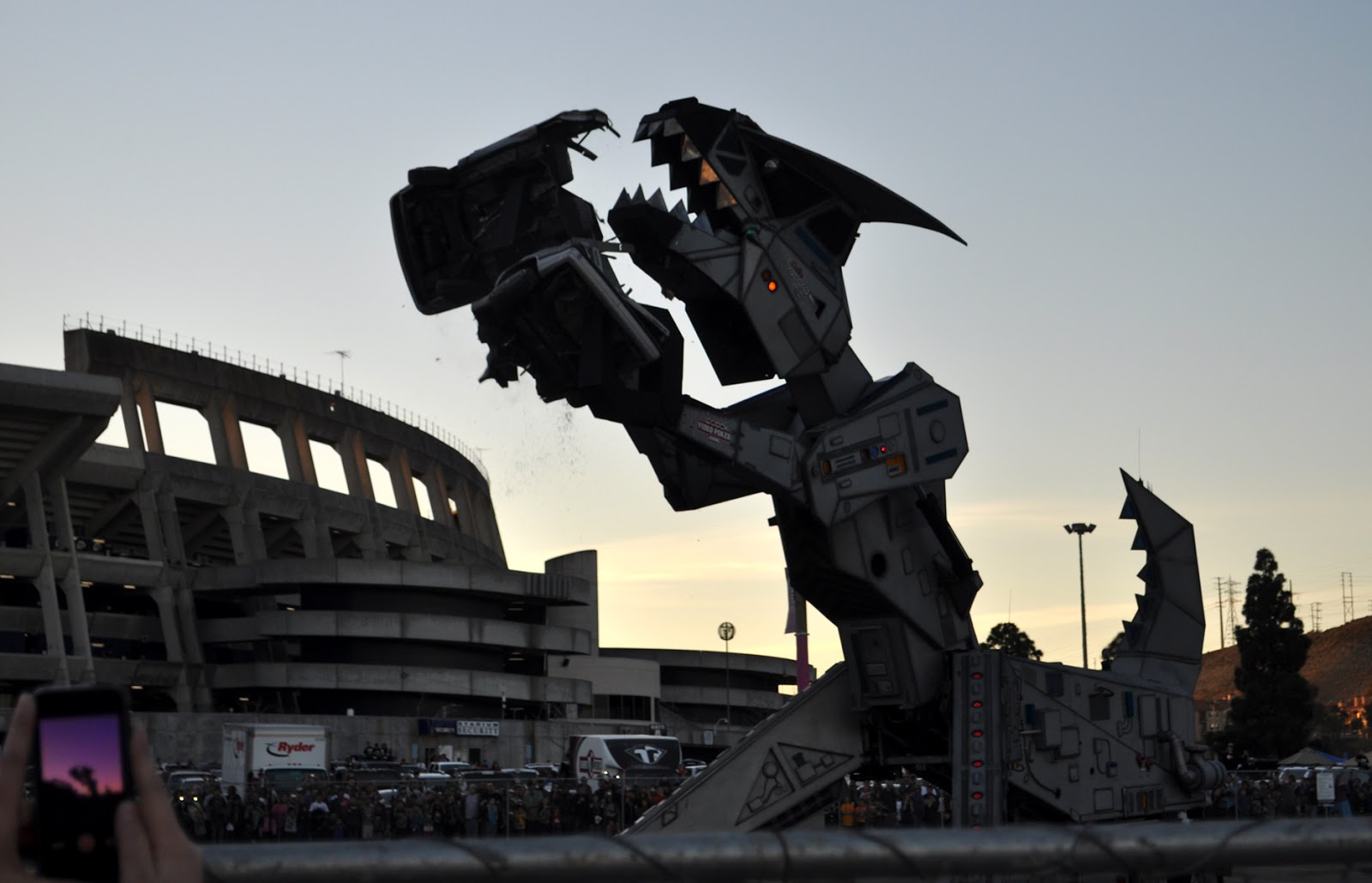 Just A Car Guy: Robosaurus gives a good show of chewing on and tearing ...