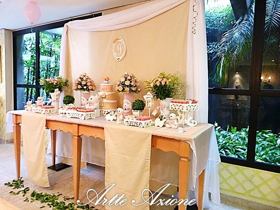 Artte Azione: Decoração Bege e Rosa- Ursos e coroa