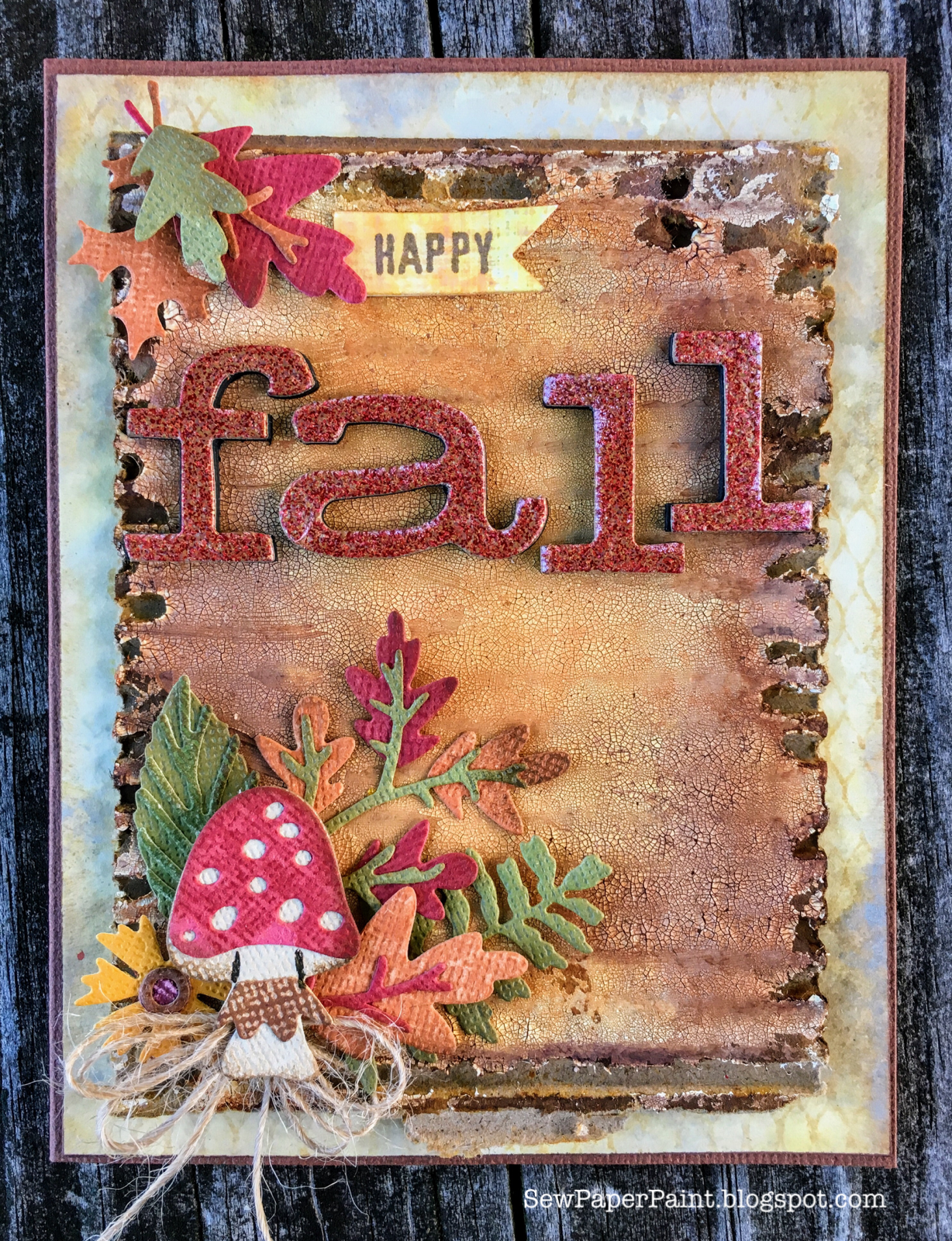 SewPaperPaint: Tim Holtz Forest Foliage Mushrooms Fall Card