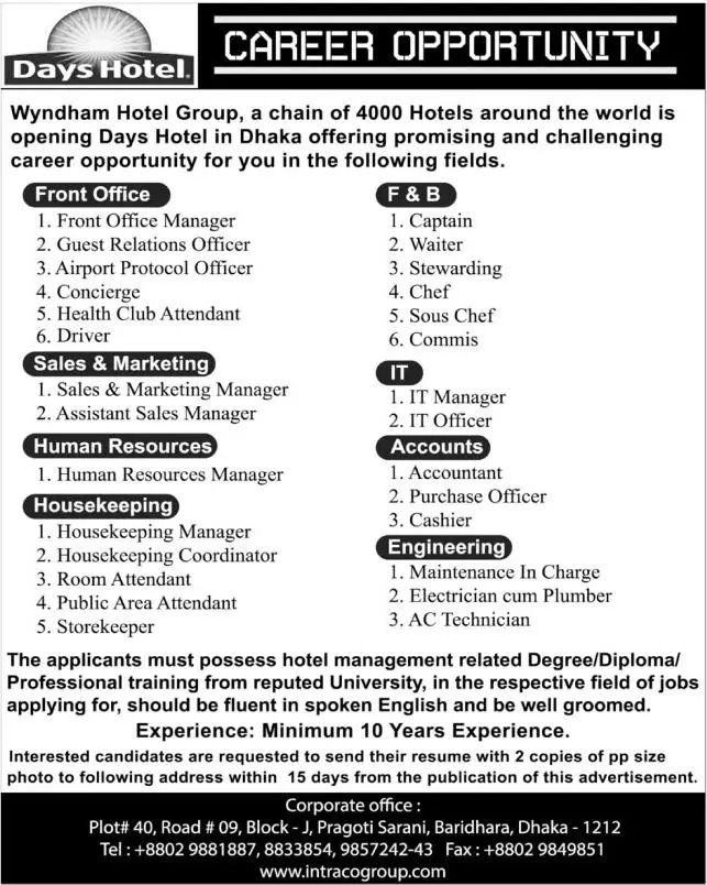 All Newspaper Jobs: Days Hotel, Post: Front Office manager, Sales and ...