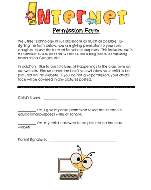 Go Fourth! With Mrs. Owens: Internet Permission Form-Freebie!