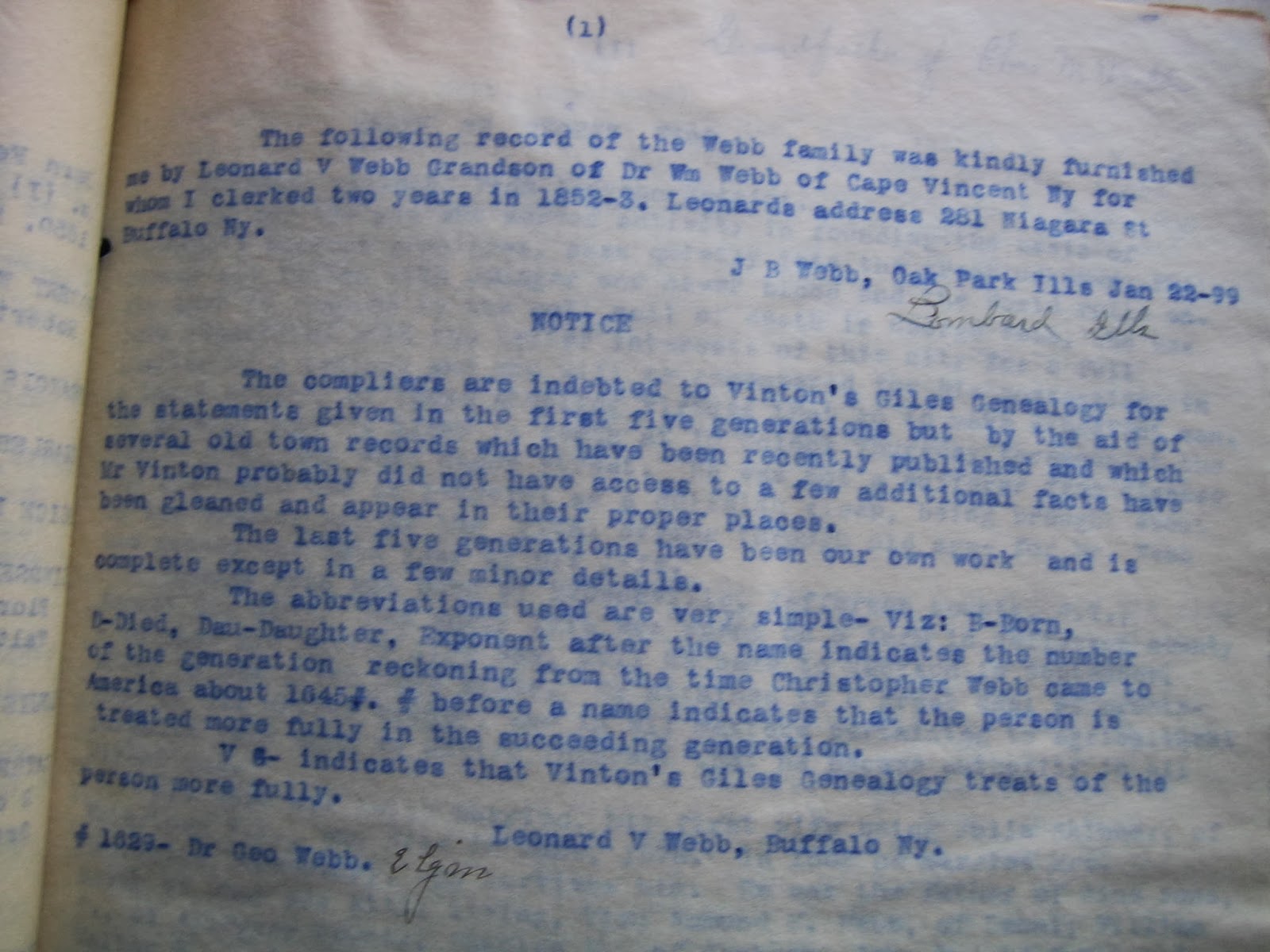 Webb Family in New England - Genealogy Record compiled by Leonard V ...