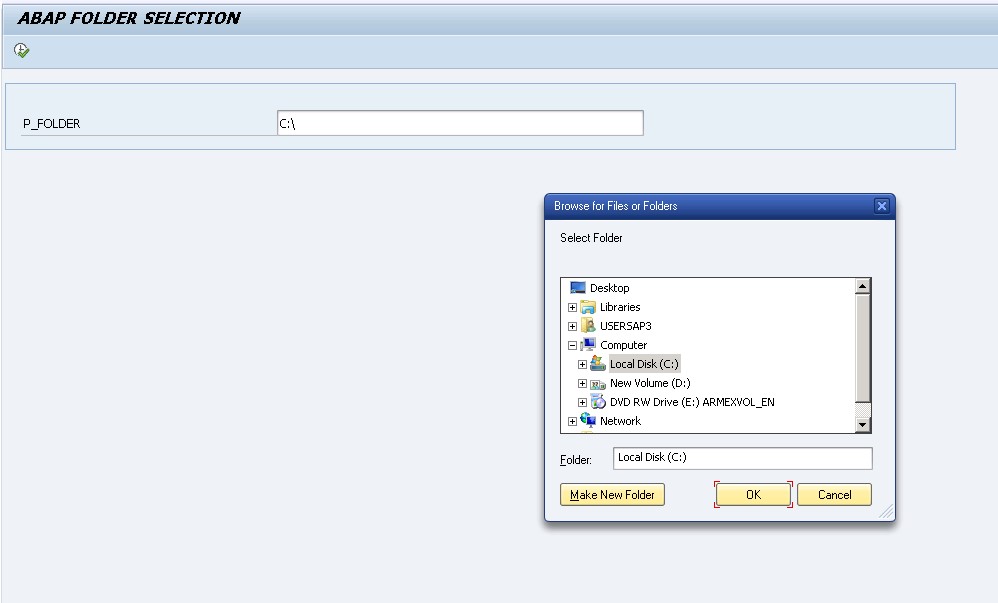 Amarmn.com - SAP ABAP, SAP UI5, SAP Fiori: SELECT A FOLDER FROM PROGRAM