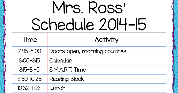 Class Schedule - Freebie! - Teacher by the Beach