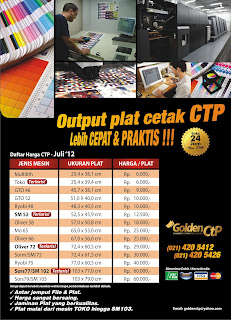 Golden CTP - 24 hours CTP Output Center: Daftar Harga Terbaru Output CTP