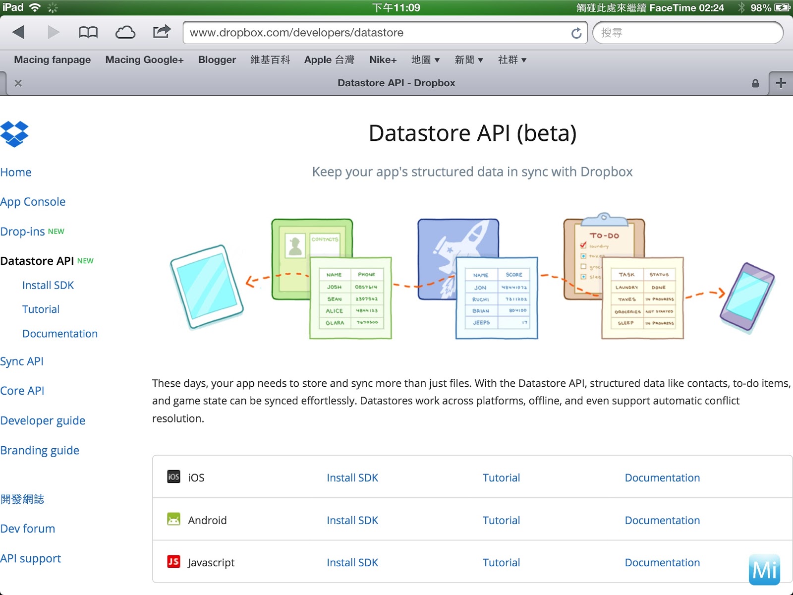 Macing: Dropbox 推出 Datastore API，讓開發人員把 apps 內的資料與 Dropbox 同步