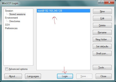 Software Examples: How to use and save session - WinSCP Linux/Unix