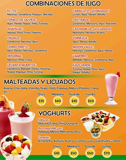 Mexicali al natural: MENU