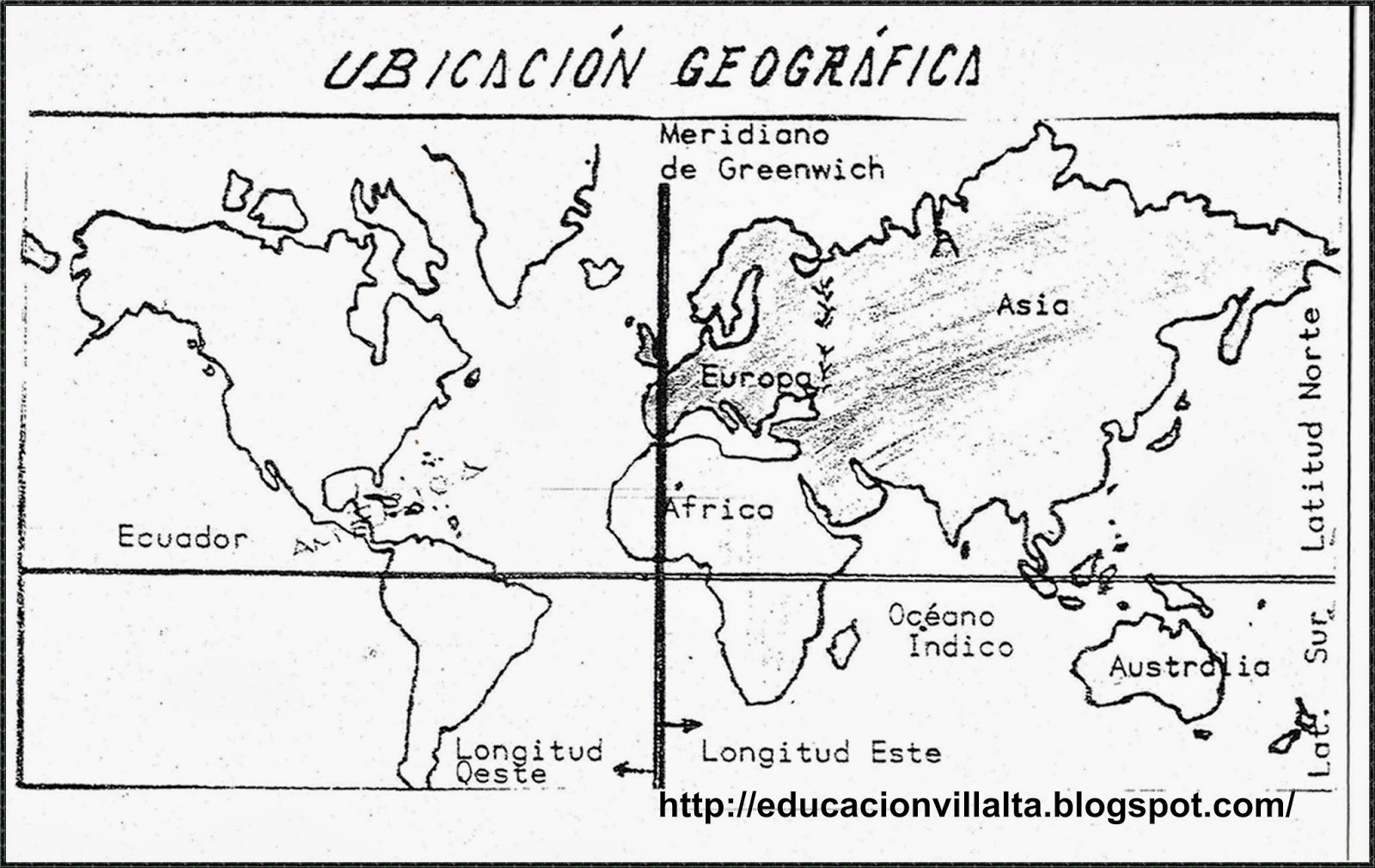 Educación: Los hemisferios. Paralelos. Meridianos. Ubicación Geográfica