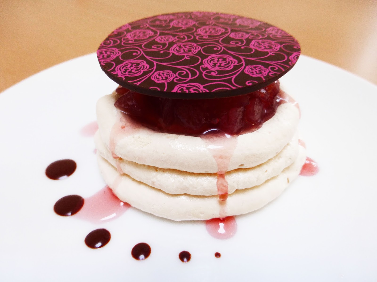 Pink Port-Poached Apple Surprise in Meringue Baskets- Recipe