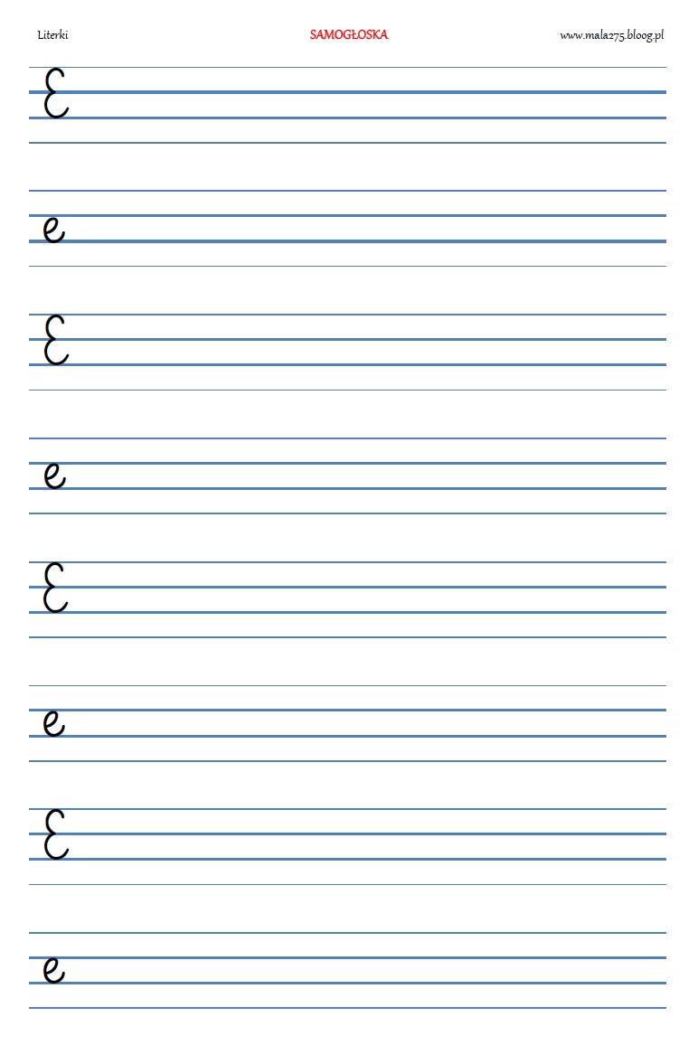 BLOG EDUKACYJNY DLA DZIECI: LITERKA E - KARTY PRACY