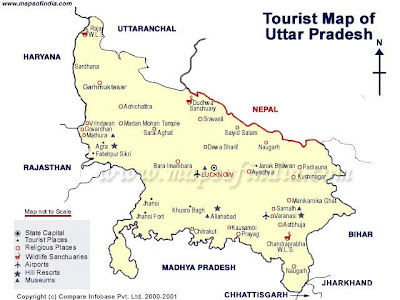 Top Tourist Place India : Map of Uttar Pradesh