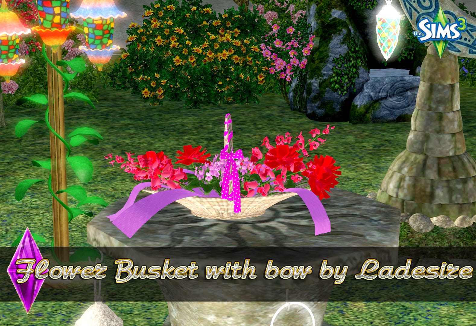 Ladesire's creative corner): TS3 - Flower Busket with Bow by Ladesire