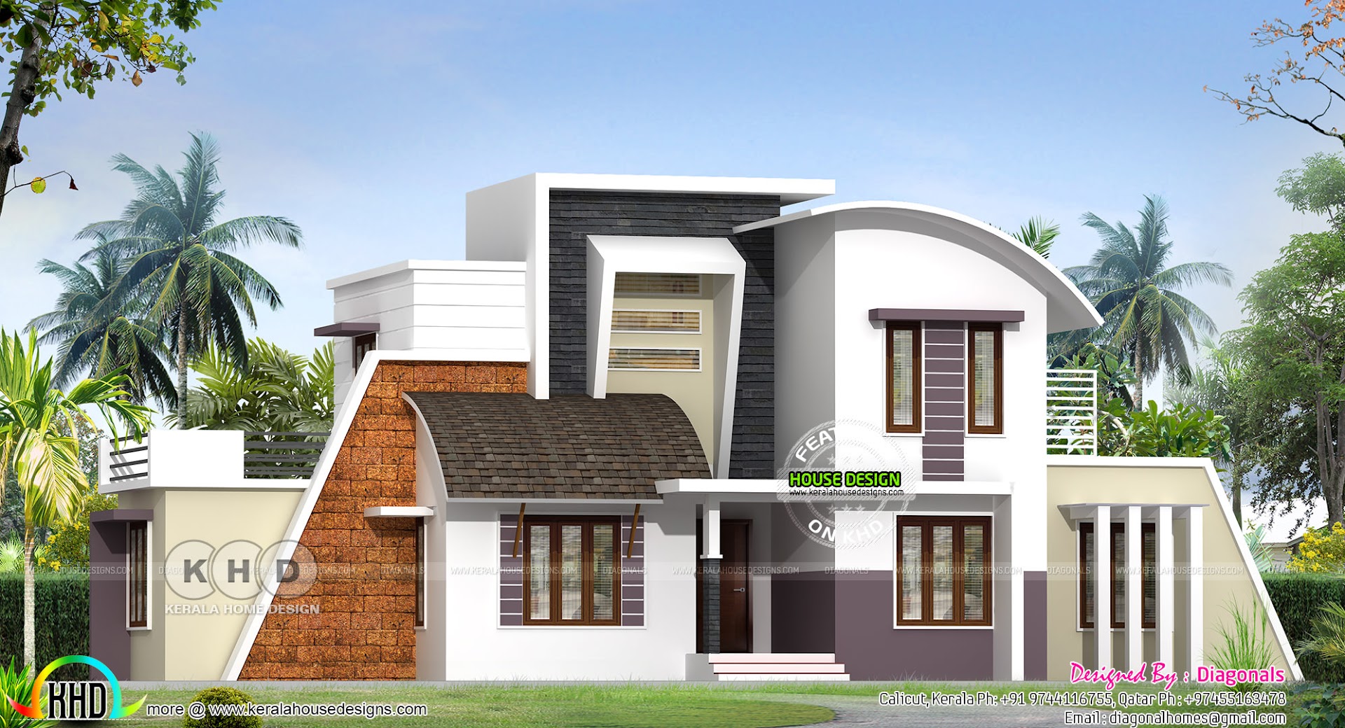 Grand home 2298 sq-ft contemporary style - Kerala Home Design and Floor ...