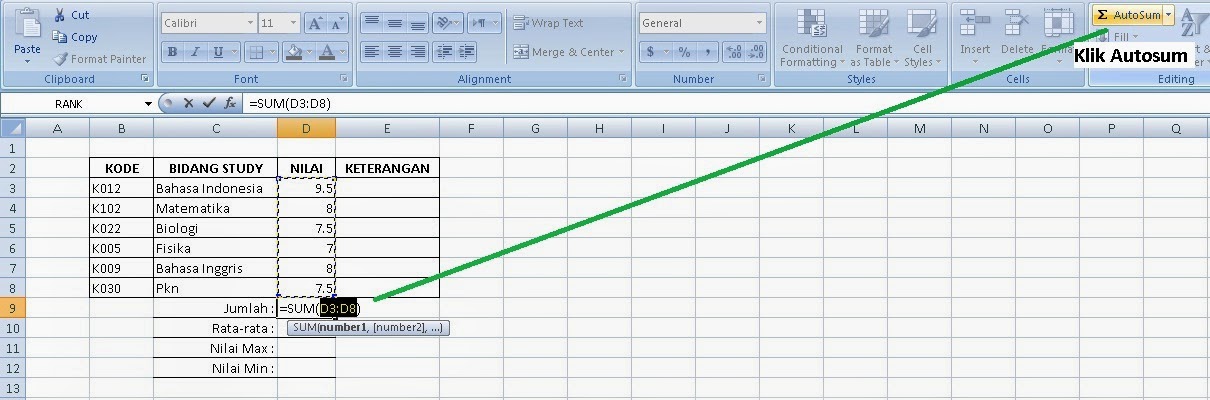 Belajar Excel: Menjumlah angka secara otomatis (AutoSum)