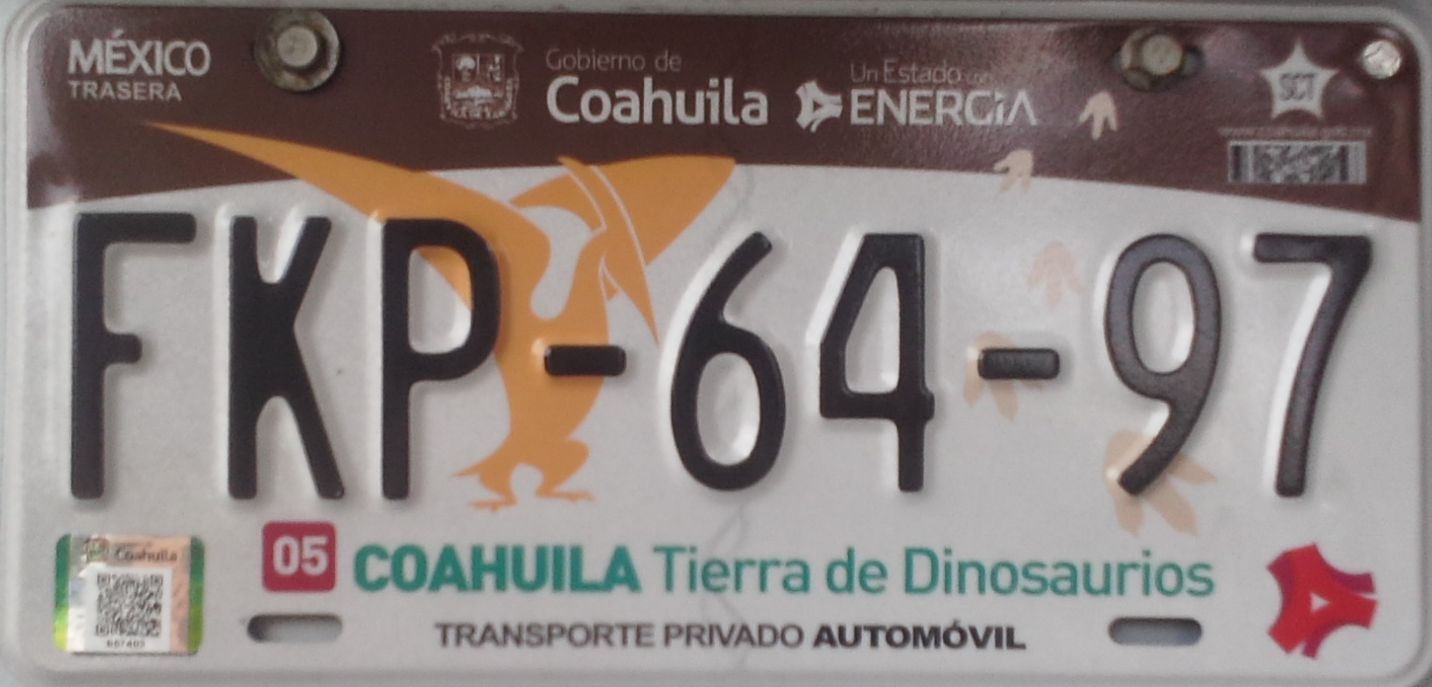 Placas de Autos de México y otras COS-999-AS: Coahuila: Placa de ...