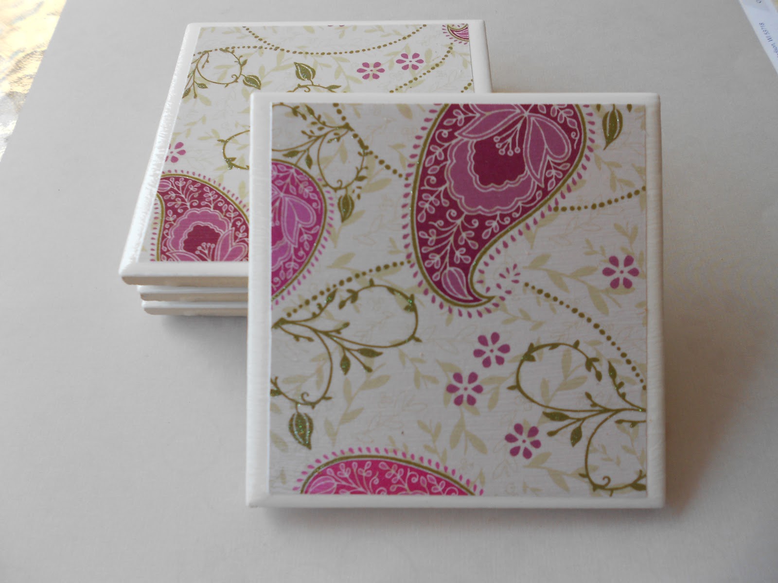 All Things Lovely: Paisley Pink Coasters