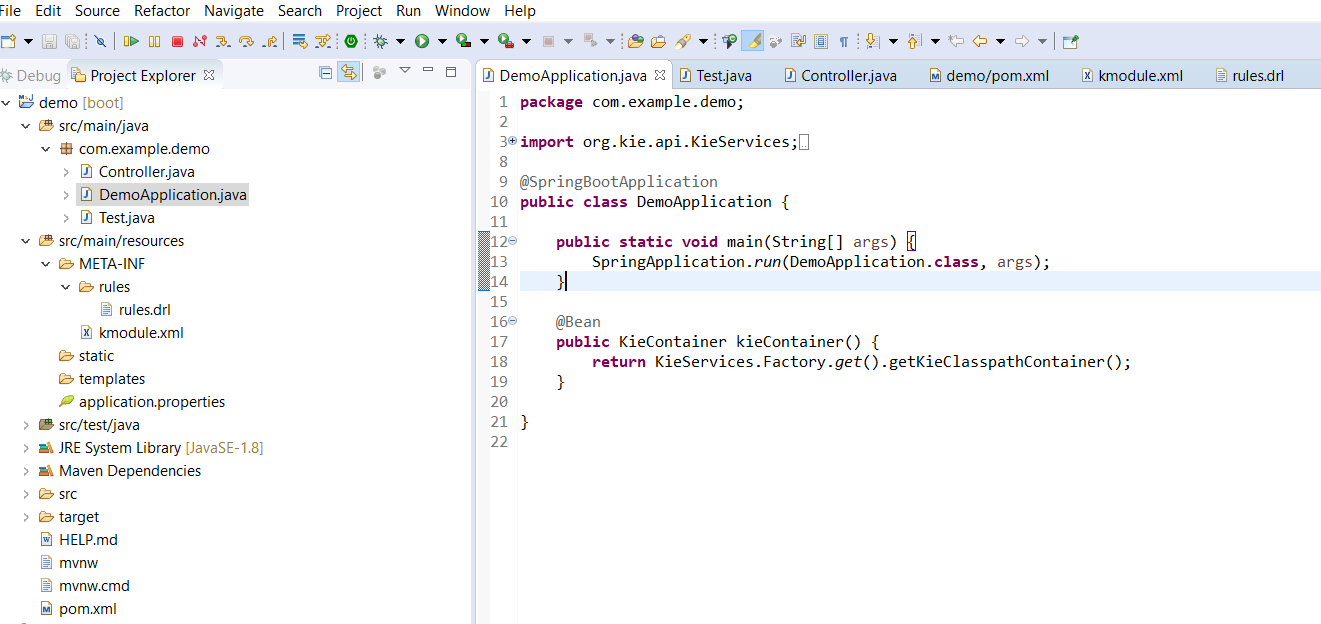 how to integrate drools with spring boot application