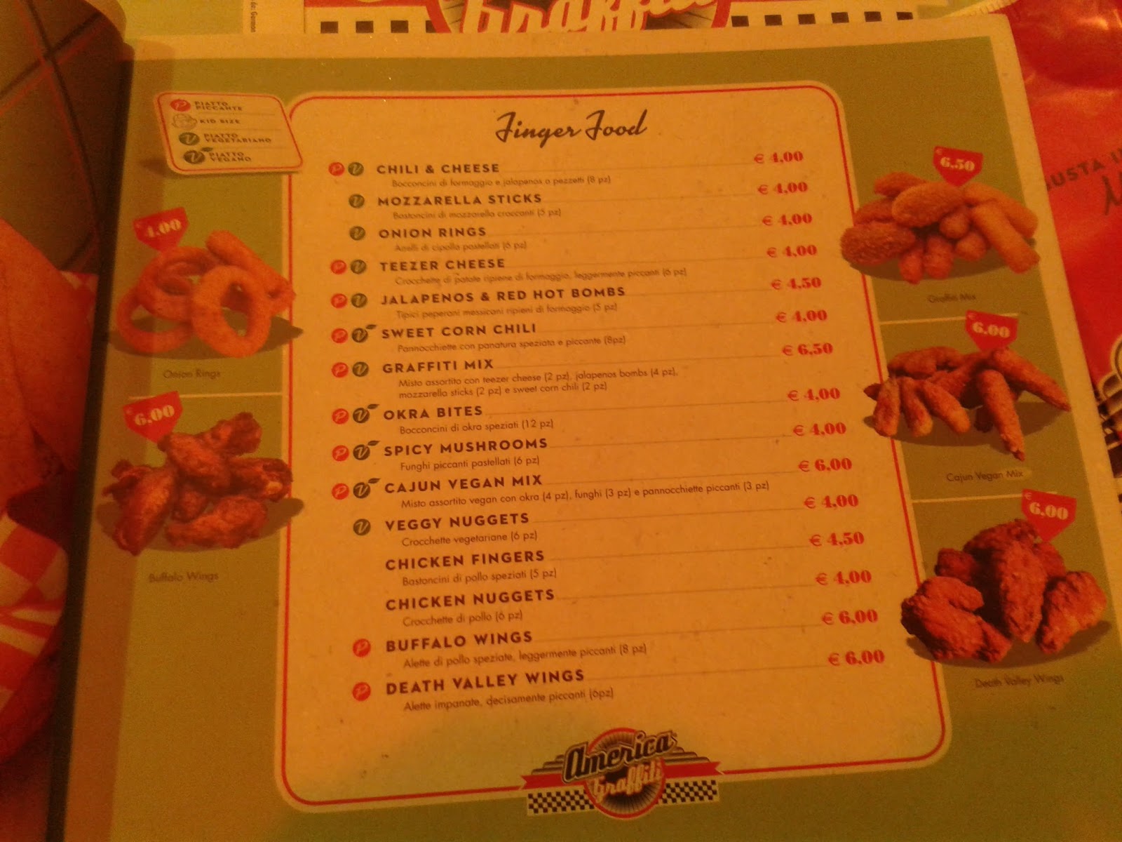 Menu e Prezzi: Menu della Catena di ristoranti America Graffiti ...