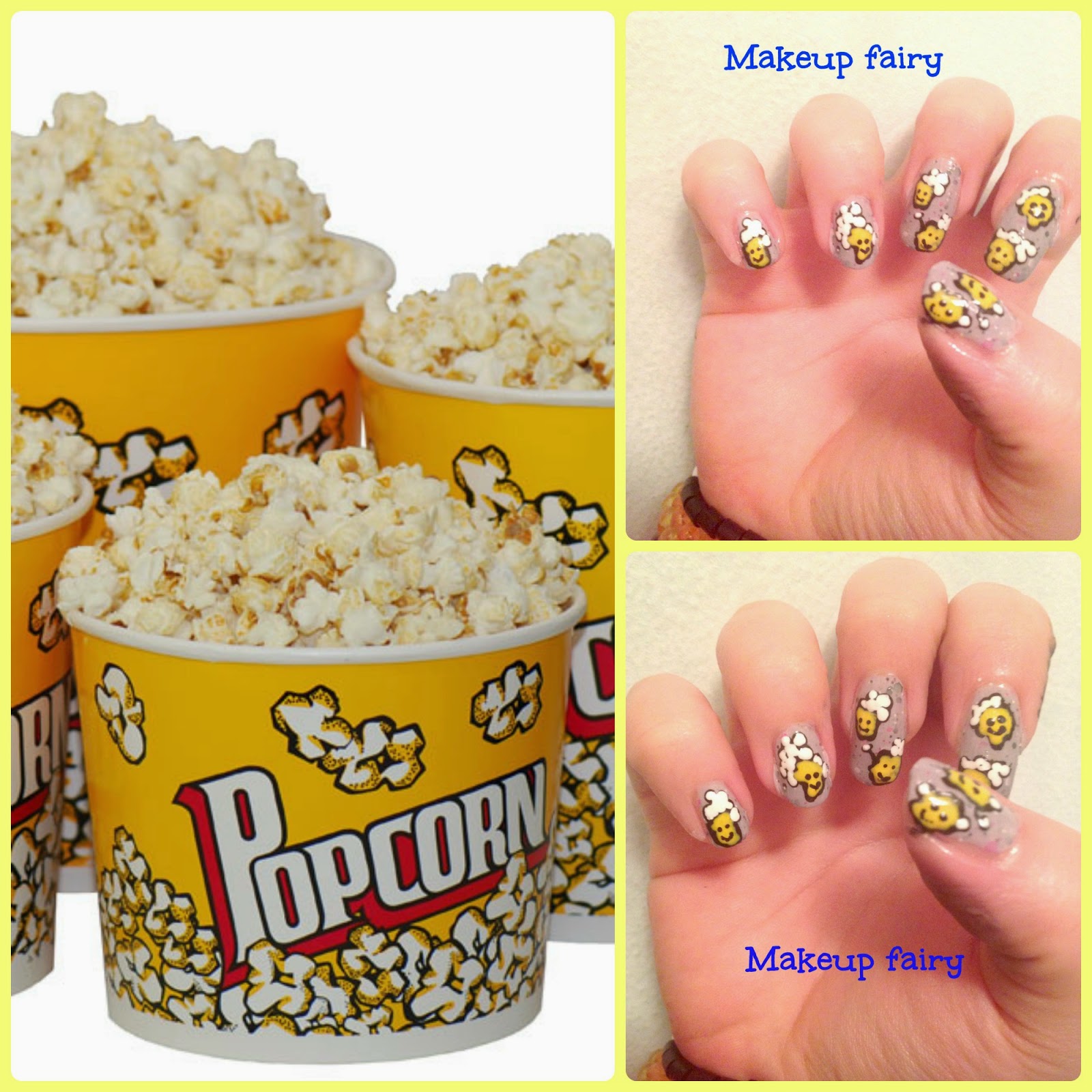 Tinklesmakeup: Bursting popcorns/ popcorn scoppiettanti nail art