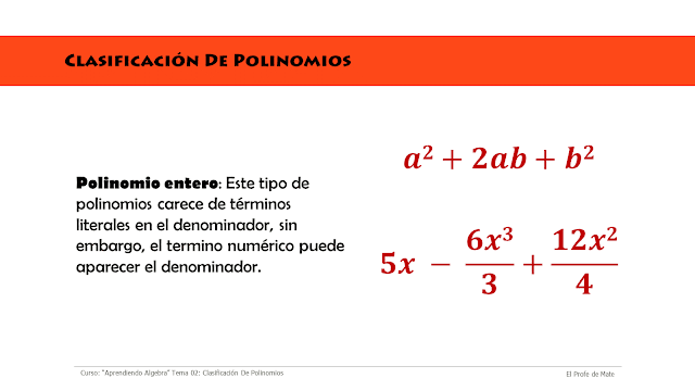 El Profesor de Matemáticas: Clasificación de Polinomios