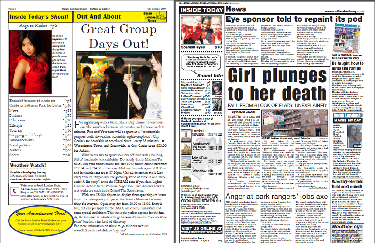 South London Shout (A2 Media): Week 27 (w/c 11/4/11) EVALUATION (1&2)