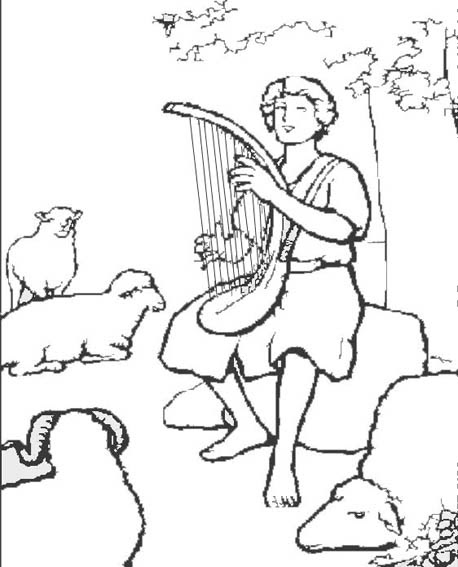 David Tocando el arpa para colorear | Dibujos infantiles, imagenes ...