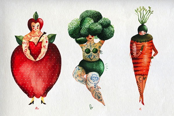 imaginative fruits and vegetable illustrations ~ ideas arts and crafts ...