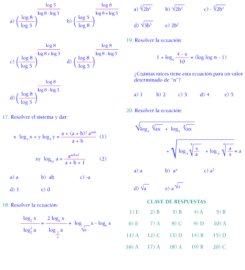 Logaritmos Fórmulas y Ejercicios Resueltos pdf