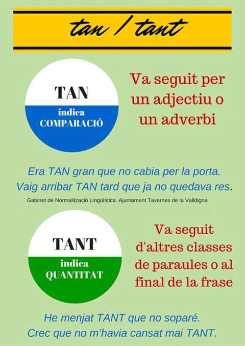 Sense pèls en la llengua: tan / tant
