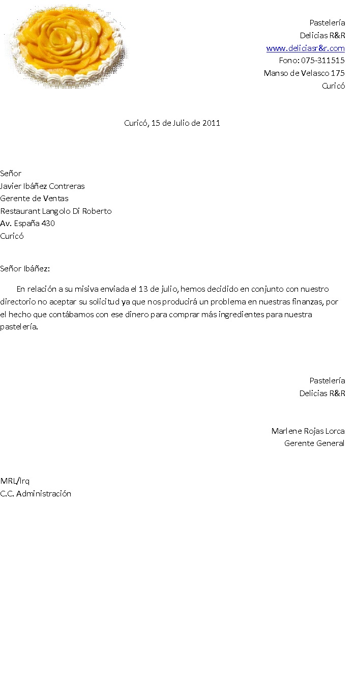 Lisseth Rojas: Correspondencia de Prorroga