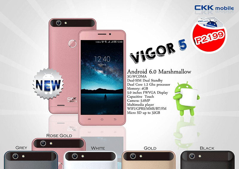 CKK Mobile Vigor 5 Announced, Comes With Marshmallow OS For 2199 Pesos
