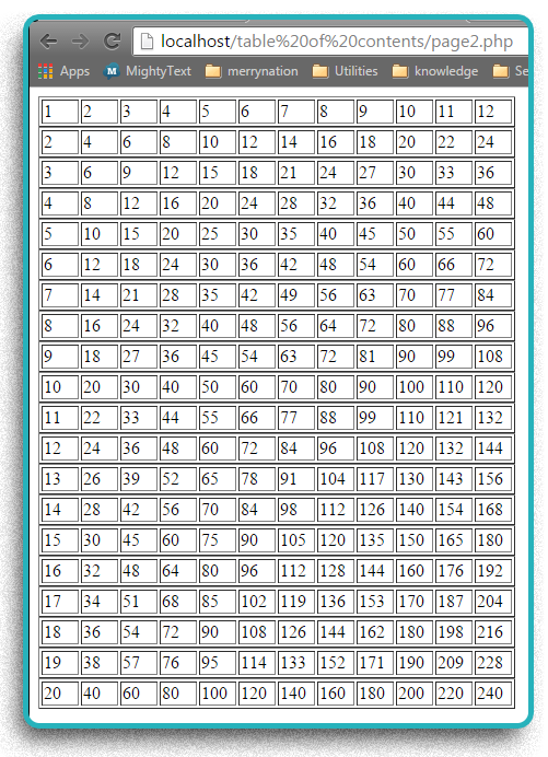 Artifactors A Simple Php Dynamic Multiplication Table