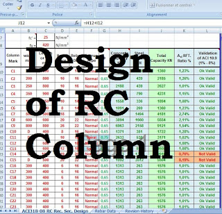 Excel for Design of RC Column for Axial load - Civil engineering program