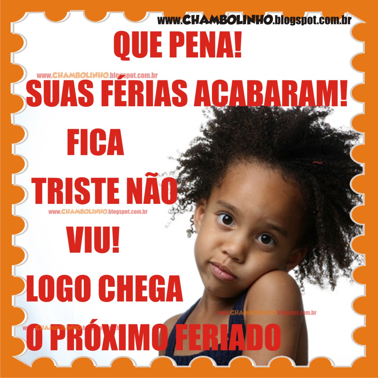 Recadinho Fim de Férias com Incentivo para Facebook | Chambolinho ...