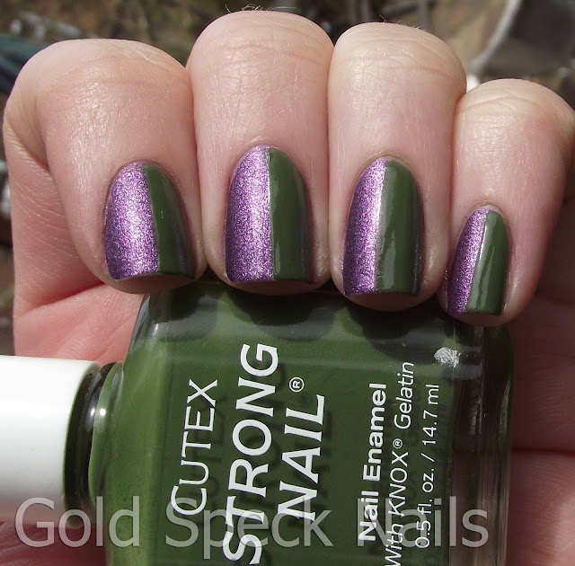Gold Speck Nails: Green, Purple And Gold Animal Print