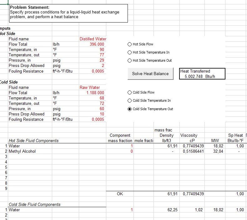 Preliminary Heat Exchanger Design
