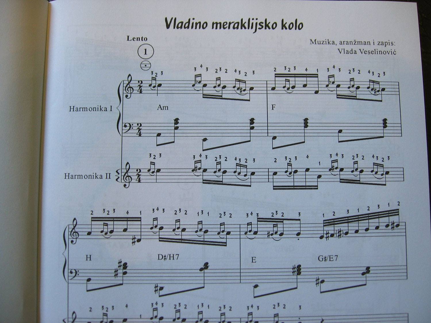 NOTE | DOMACE I STRANE: VLADINO MERAKLIJSKO KOLO NOTE AKORDI TEKST