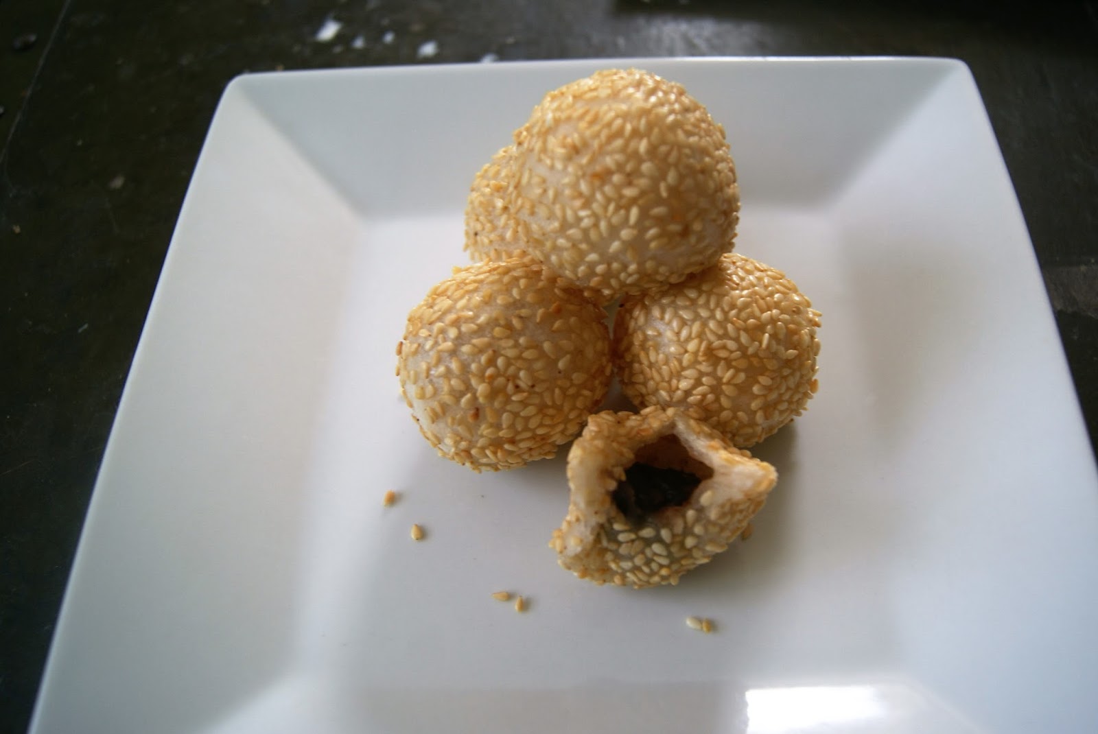 Jian Dui (Red Bean Stuffed Sesame Balls)