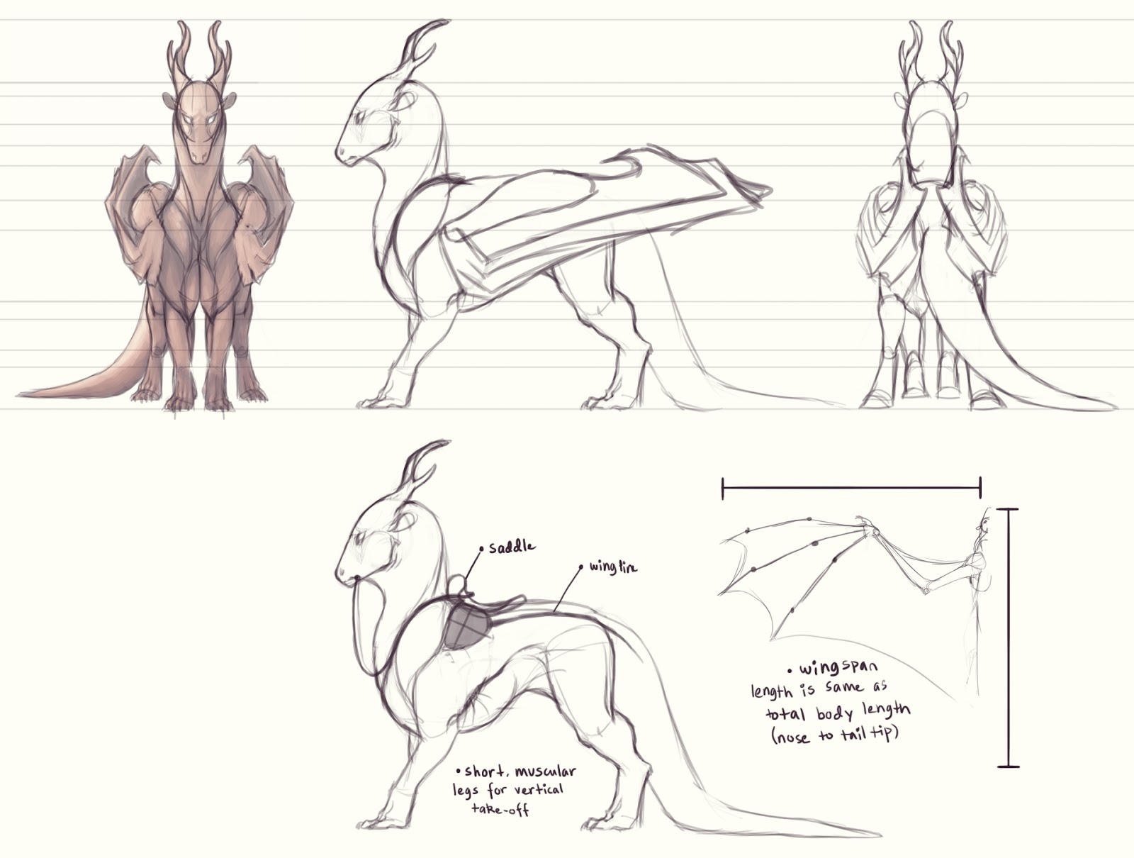 Intro to Perspective for Games: Kial Fukuda's generic dragon orthographic