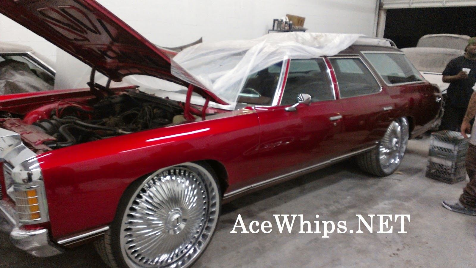 Ace-1: Young Castro Candy Red Chevy Kingswood Wagon on 28" DUB Bellagio ...