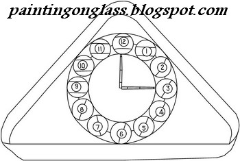Stained Glass Billiard Clock Pattern ~ painting on glass