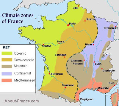 Carte L'ensoleillement France | Carte de L'ensoleillement en France