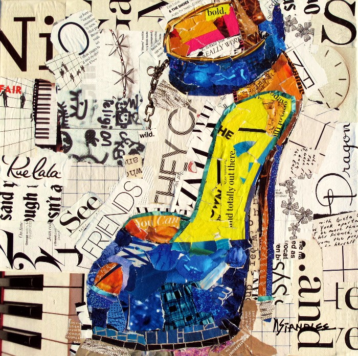 Nancy Standlee Fine Art: Wild Friends, 12079, Torn Paper Collage High ...