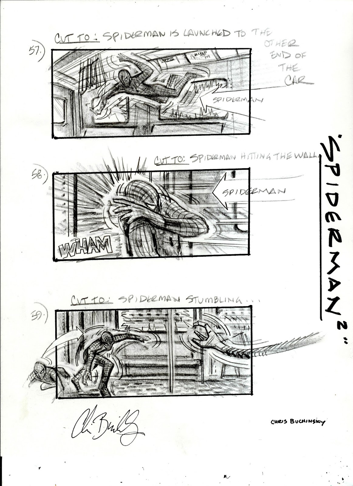 SPIDER-MAN 2 Subway Train Attack Storyboards by Chris Buchinsky « Film ...