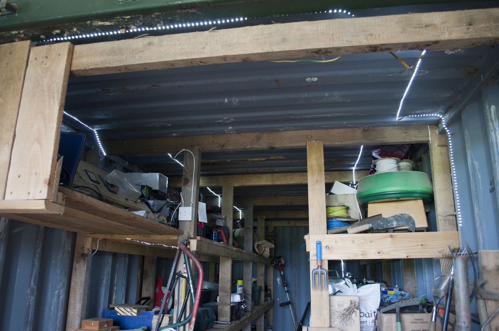 LED Shipping Container Lighting. Super cheap solar setup.