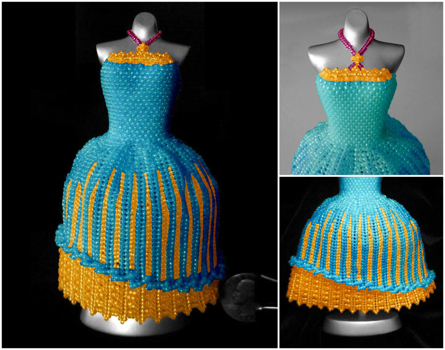 Miniature Beaded Dresses by PinkythePink / The Beading Gem